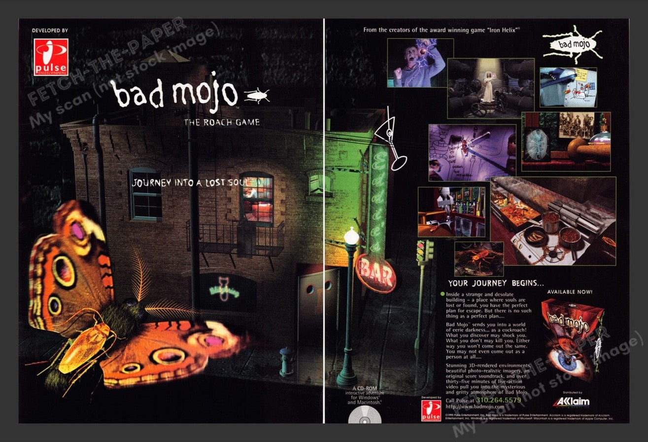 1996 Bad Mojo Moth The Roach Video Game Print Advertisement (2 Pages ...
