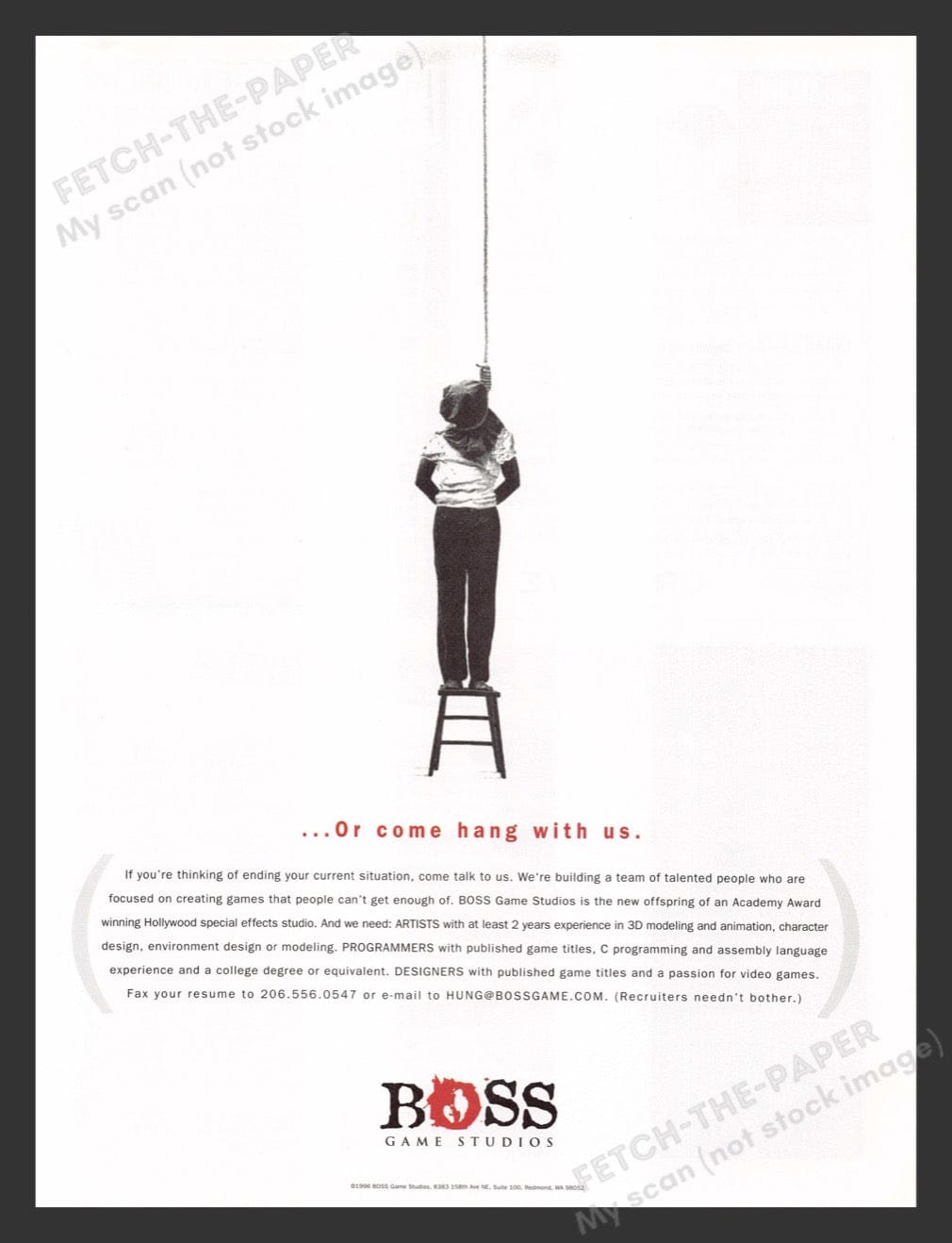 1996 Boss Game Studios "Come hang with us" Video Game Print Advertisem — Fetch-the-Paper