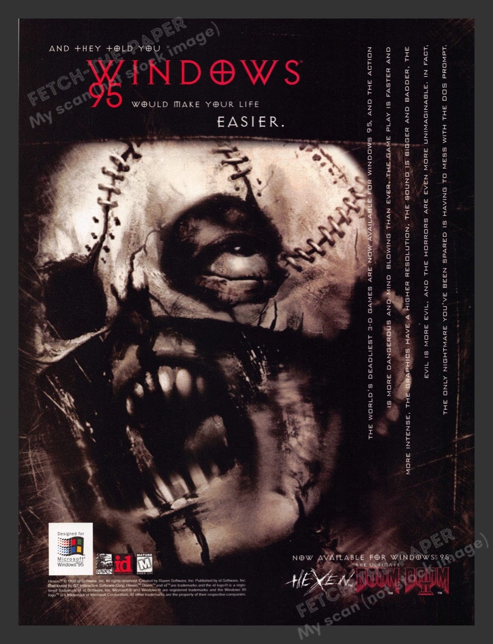 1996 Doom & Doom II Video Game Print Advertisement — Fetch-the-Paper