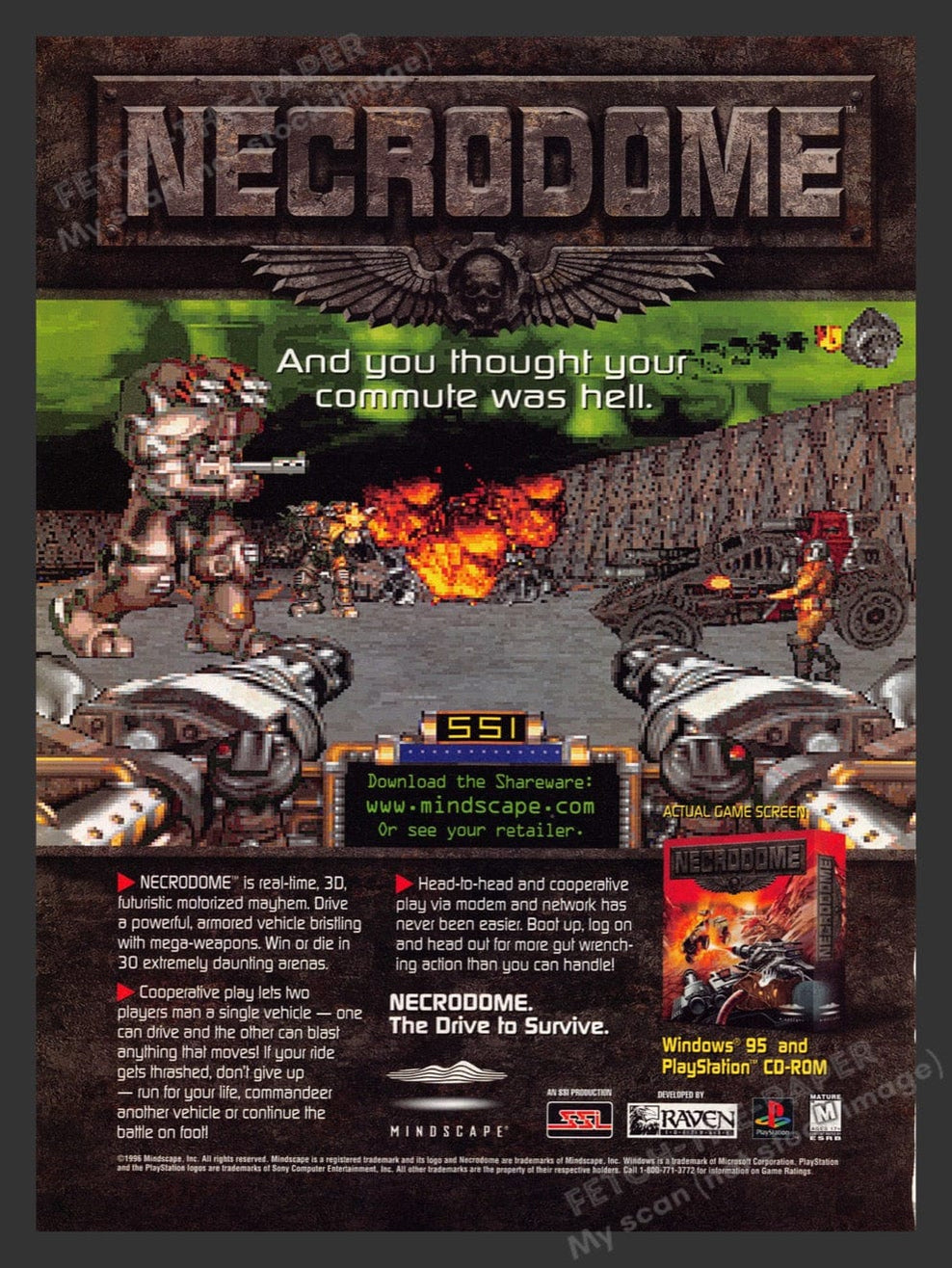 1996 Necrodome Video Game Print Advertisement — Fetch-the-Paper