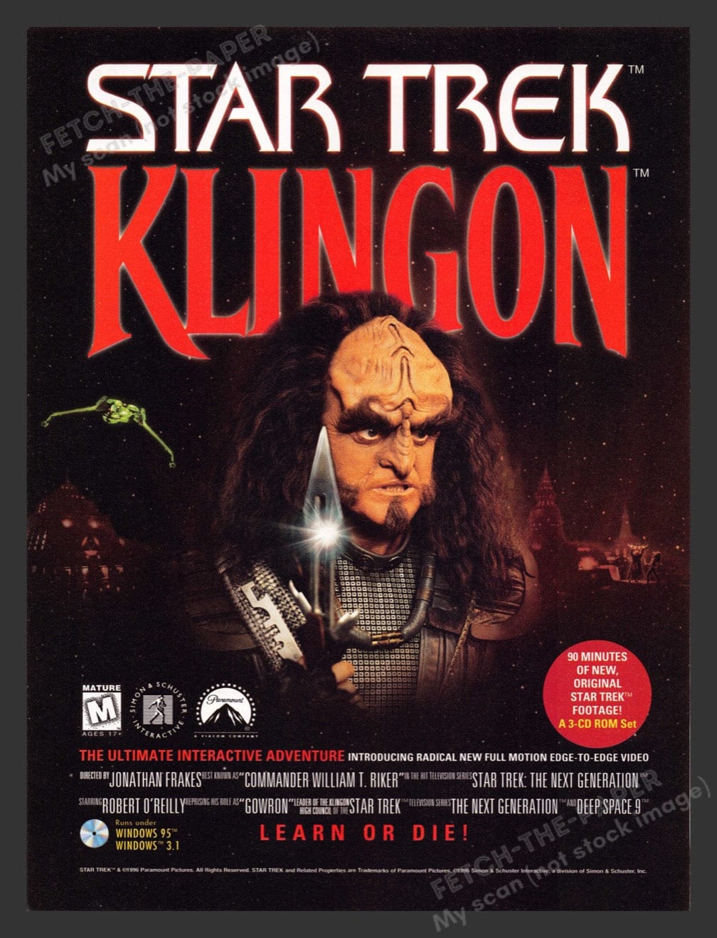 1996 Star Trek Klingon Video Game Print Advertisement — Fetch-the-Paper
