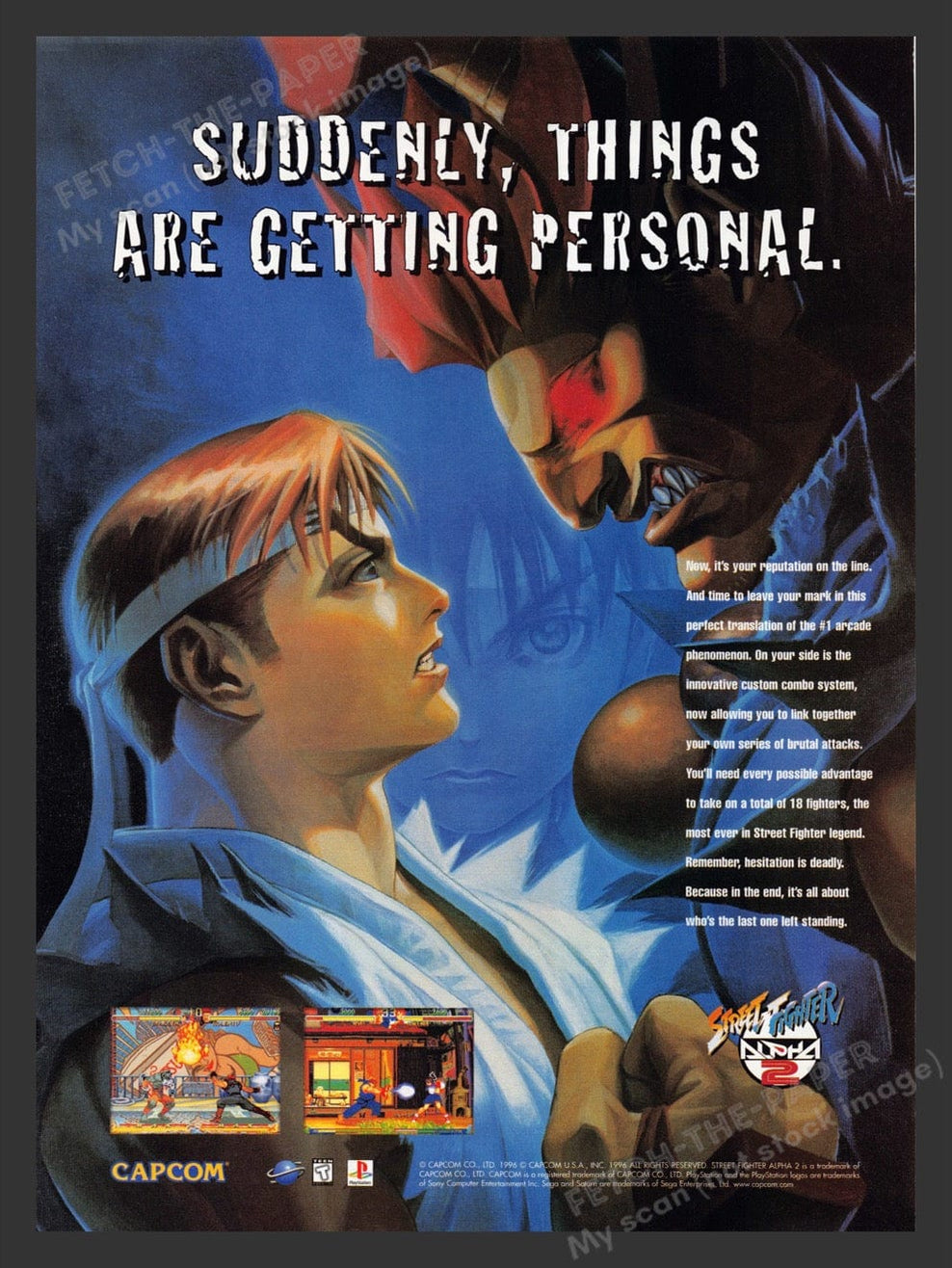 1996 Street Fighter Alpha 2 Video Game Print Advertisement — Fetch-the-Paper