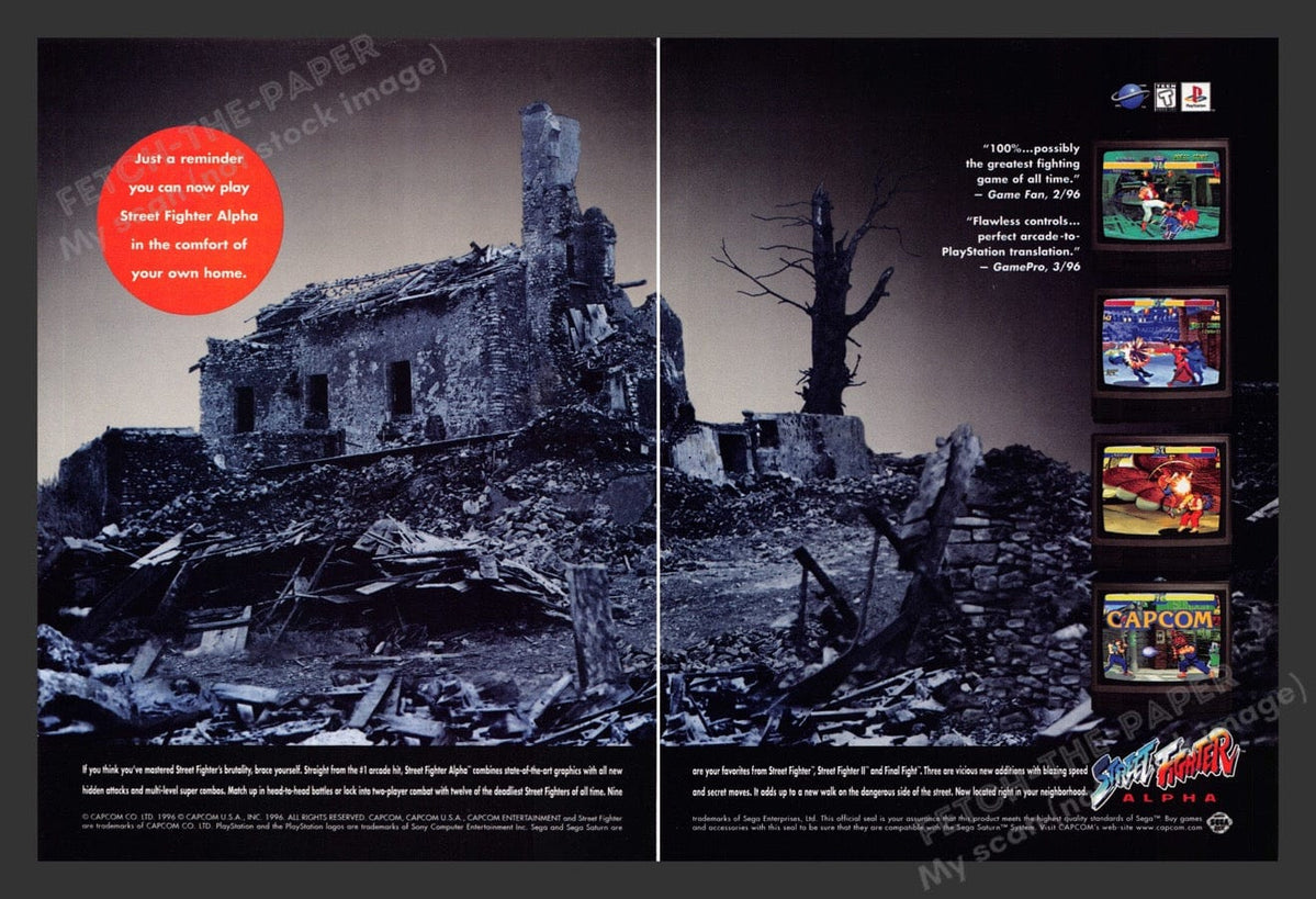1996 Street Fighter Alpha Video Game Print Advertisement (2 Pages) — Fetch-the-Paper