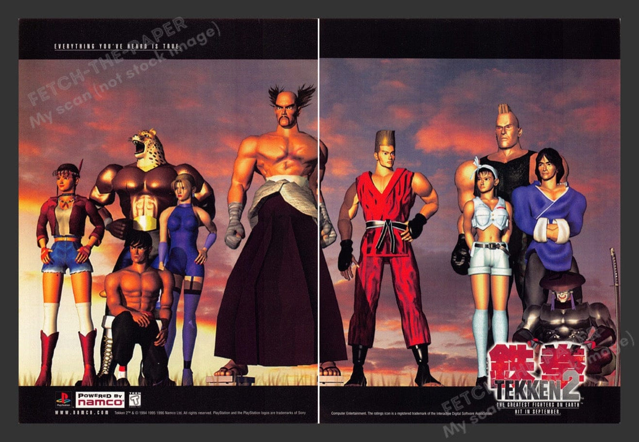 1996 Tekken 2 Fighters Video Game Print Advertisement (2 Pages) — Fetch-the-Paper