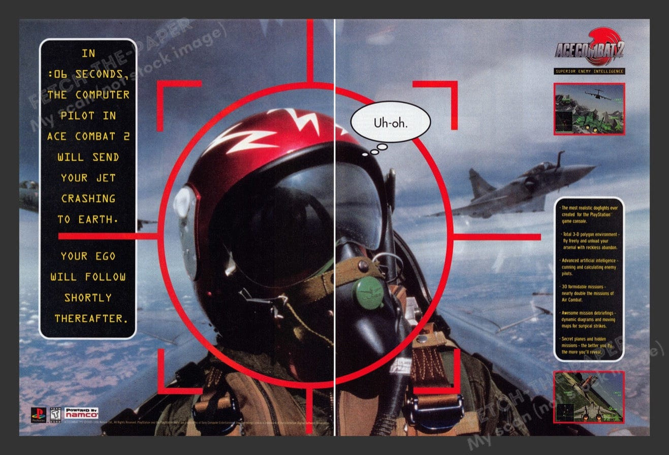 1997 Ace Combat 2 Video Game Print Advertisement (2 Pages) — Fetch-the-Paper