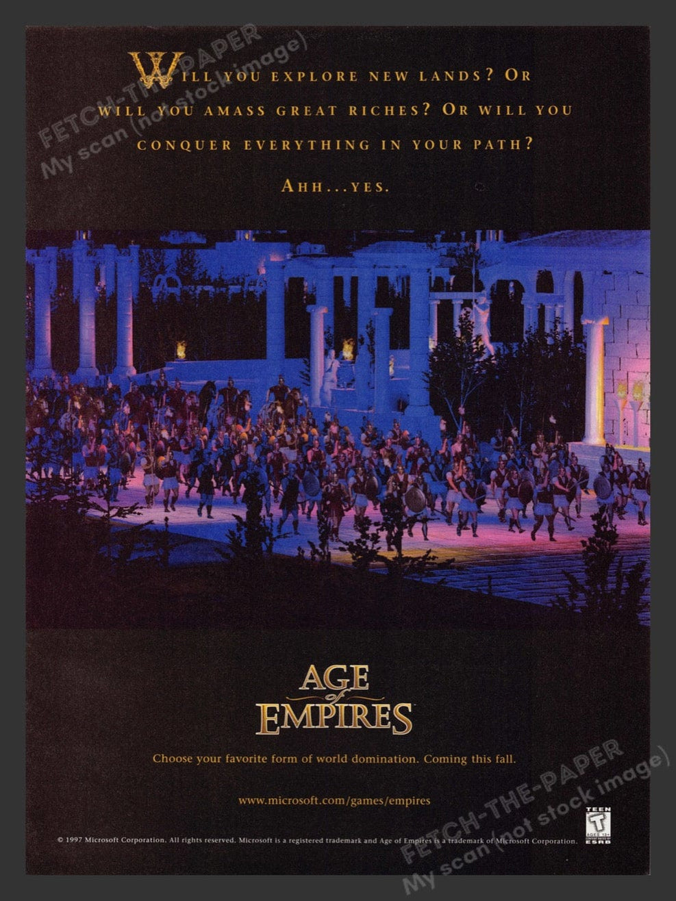 1997 Age of Empires Video Game Print Advertisement — Fetch-the-Paper