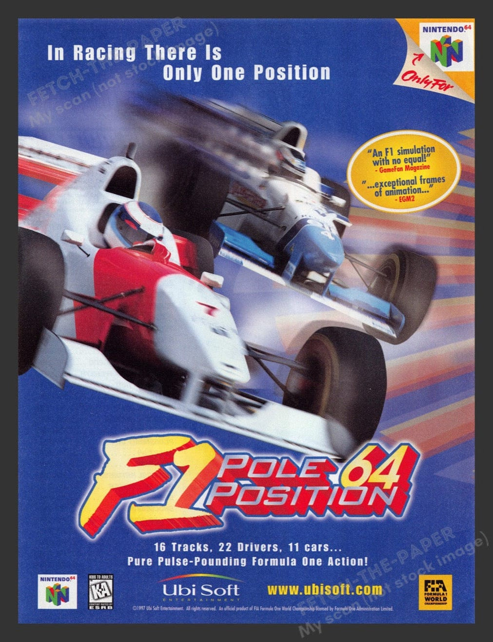 1997 F1 Pole Position 64 Video Game Print Advertisement — Fetch-the-Paper