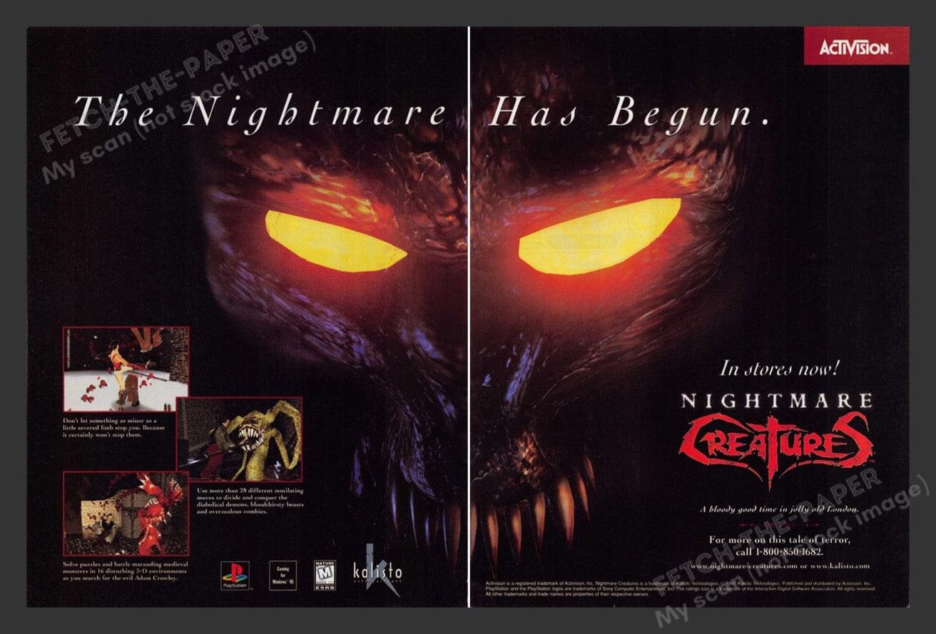 1997 Nightmare Creatures Video Game Print Advertisement (2 Pages ...