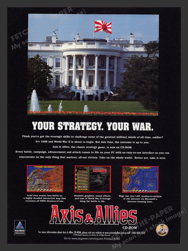 1998 Axis & Allies White House Japan's Rising Sun Flag Video Game Prin ...