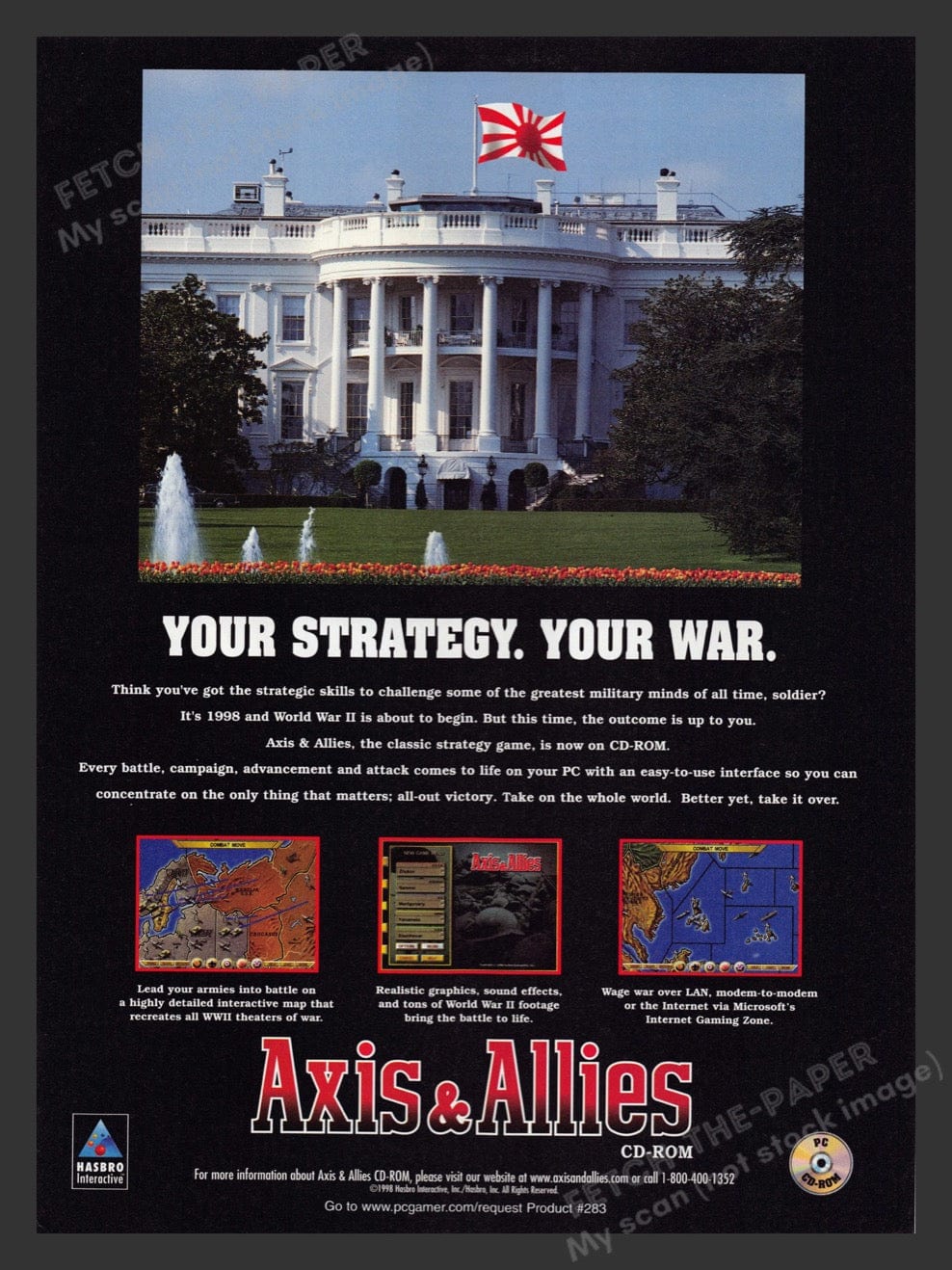 1998 Axis & Allies White House Japan's Rising Sun Flag Video Game Prin ...