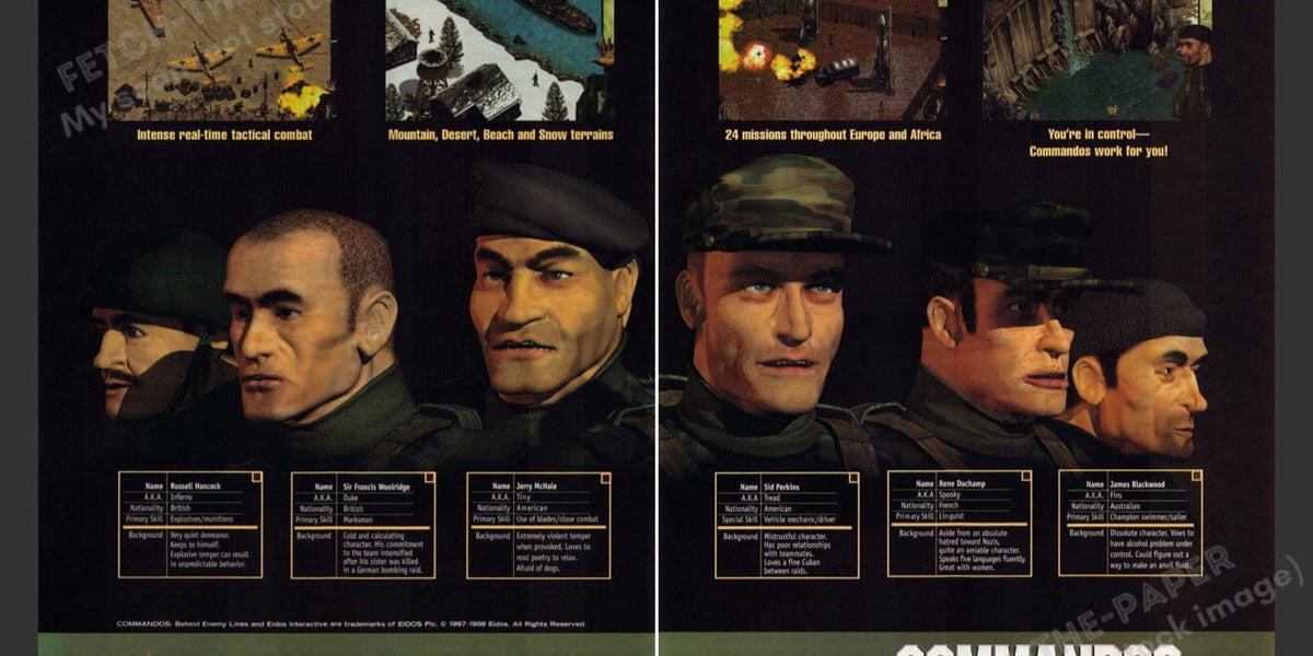 1998 Commandos: Behind Enemy Lines Video Game Print Advertisement (2 P ...