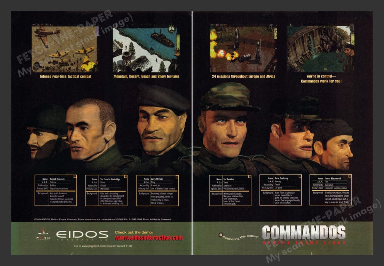 1998 Commandos: Behind Enemy Lines Video Game Print Advertisement (2 P — Fetch-the-Paper