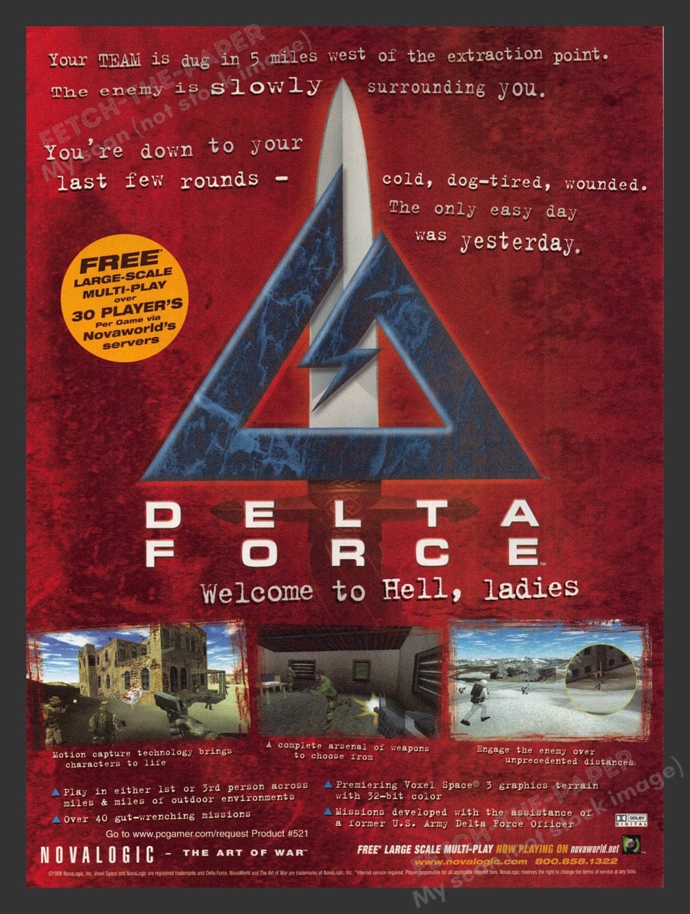 1998 Delta Force Video Game Print Advertisement — Fetch-the-Paper