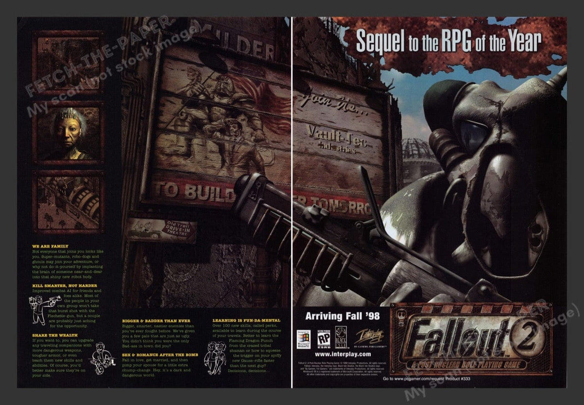 1998 Fallout 2 Video Game Print Advertisement (2 Pages) — Fetch-the-Paper