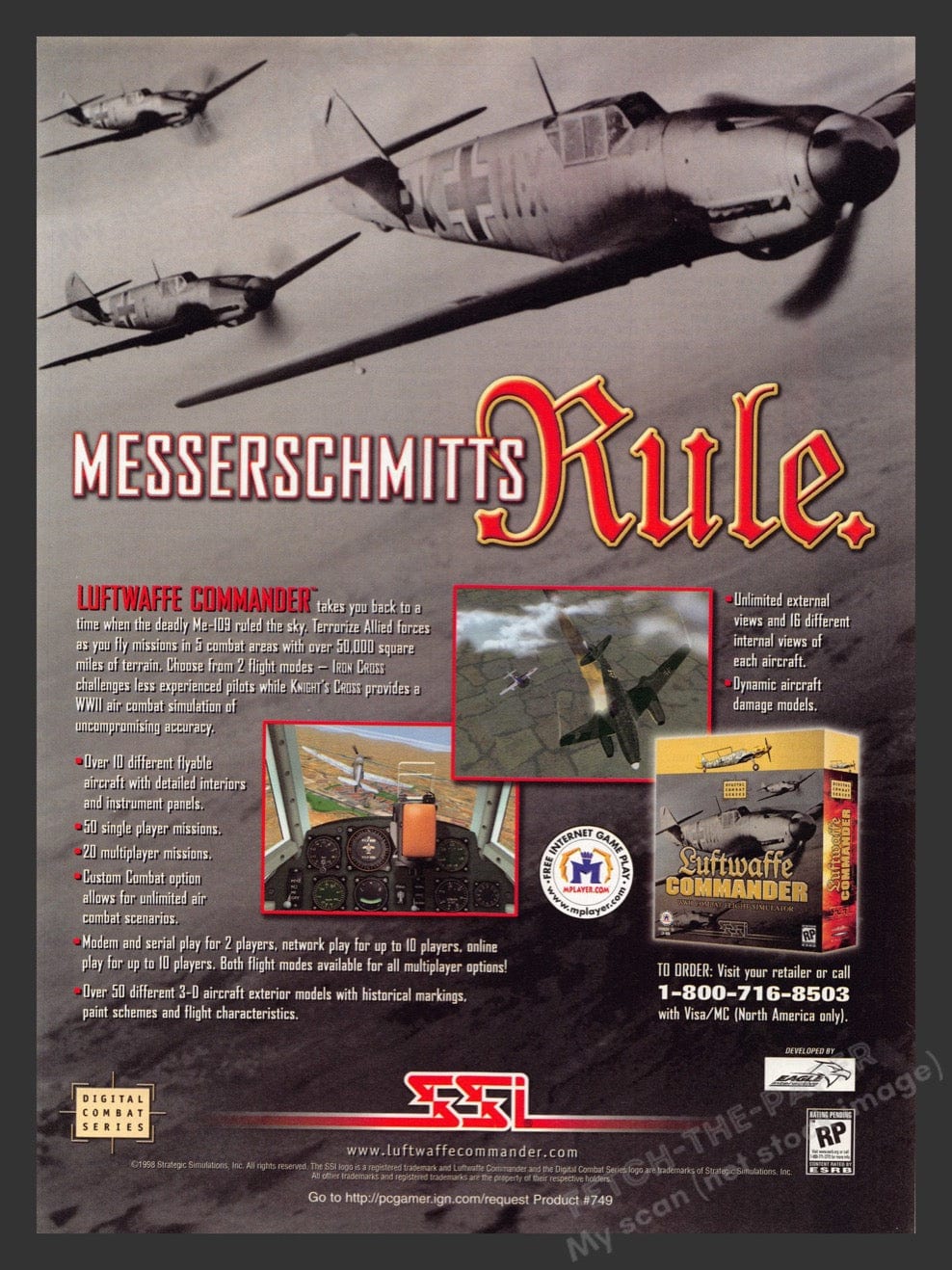1998 Luftwaffe Commander Messerschmitts Rule Video Game Print Advertis ...