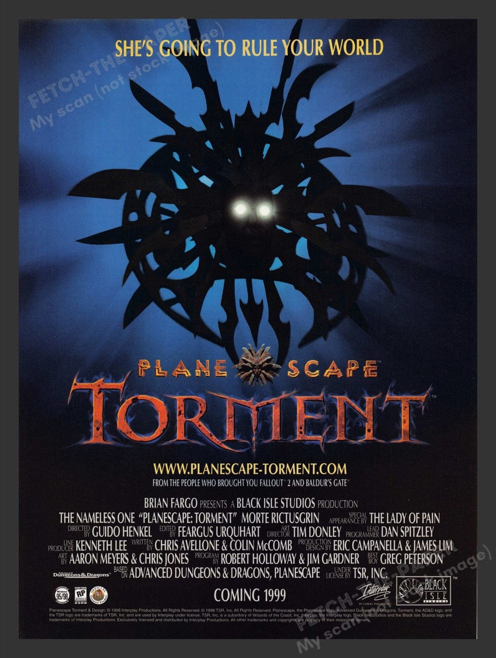 1998 Planescape: Torment Video Game Print Advertisement — Fetch-the-Paper