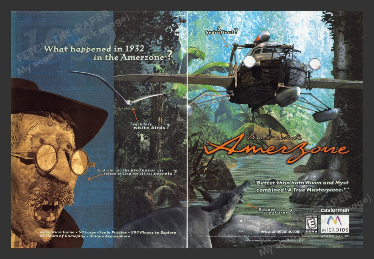 1999 Benoit Sokal's Amerzone Video Game Print Ad (2 pgs) — Fetch-the-Paper