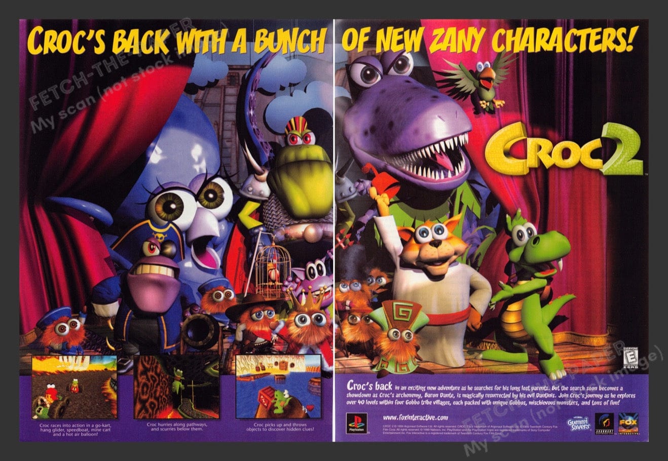 1999 Croc 2 Video Game Print Advertisement (2 Pages) — Fetch-the-Paper