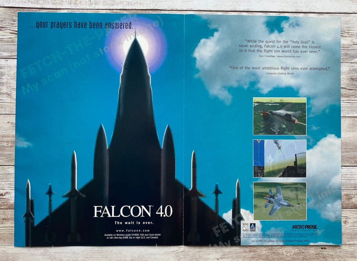 1999 Falcon 4.0 Fold-Out 10.5" x 15" Video Game Poster from Magazine — Fetch-the-Paper