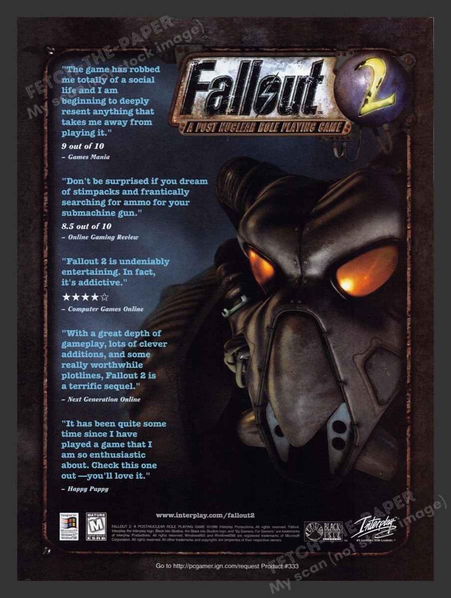 1999 Fallout 2 Video Game Print Advertisement — Fetch-the-Paper
