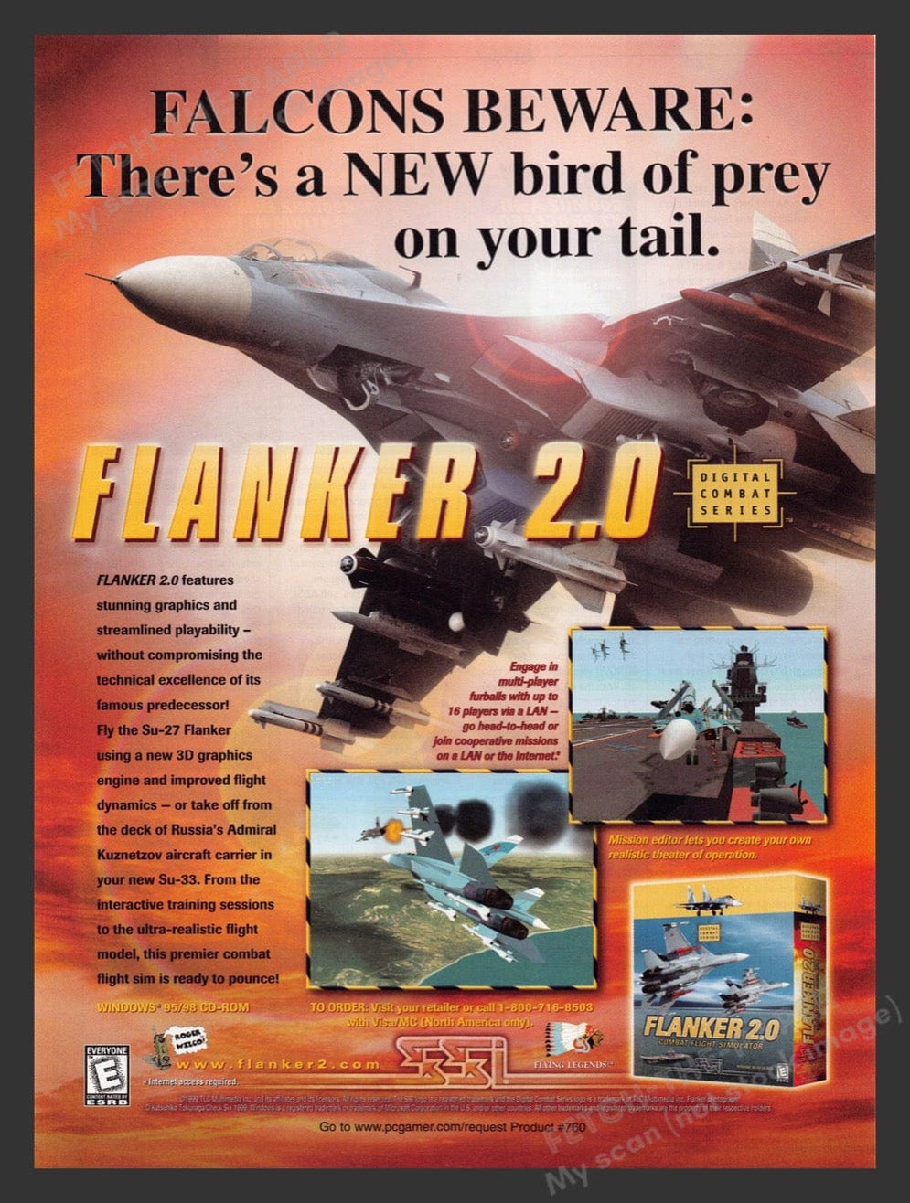 Flanker 2.0 Combat Flight Simulator 1990s Video Game Print Advertiseme ...