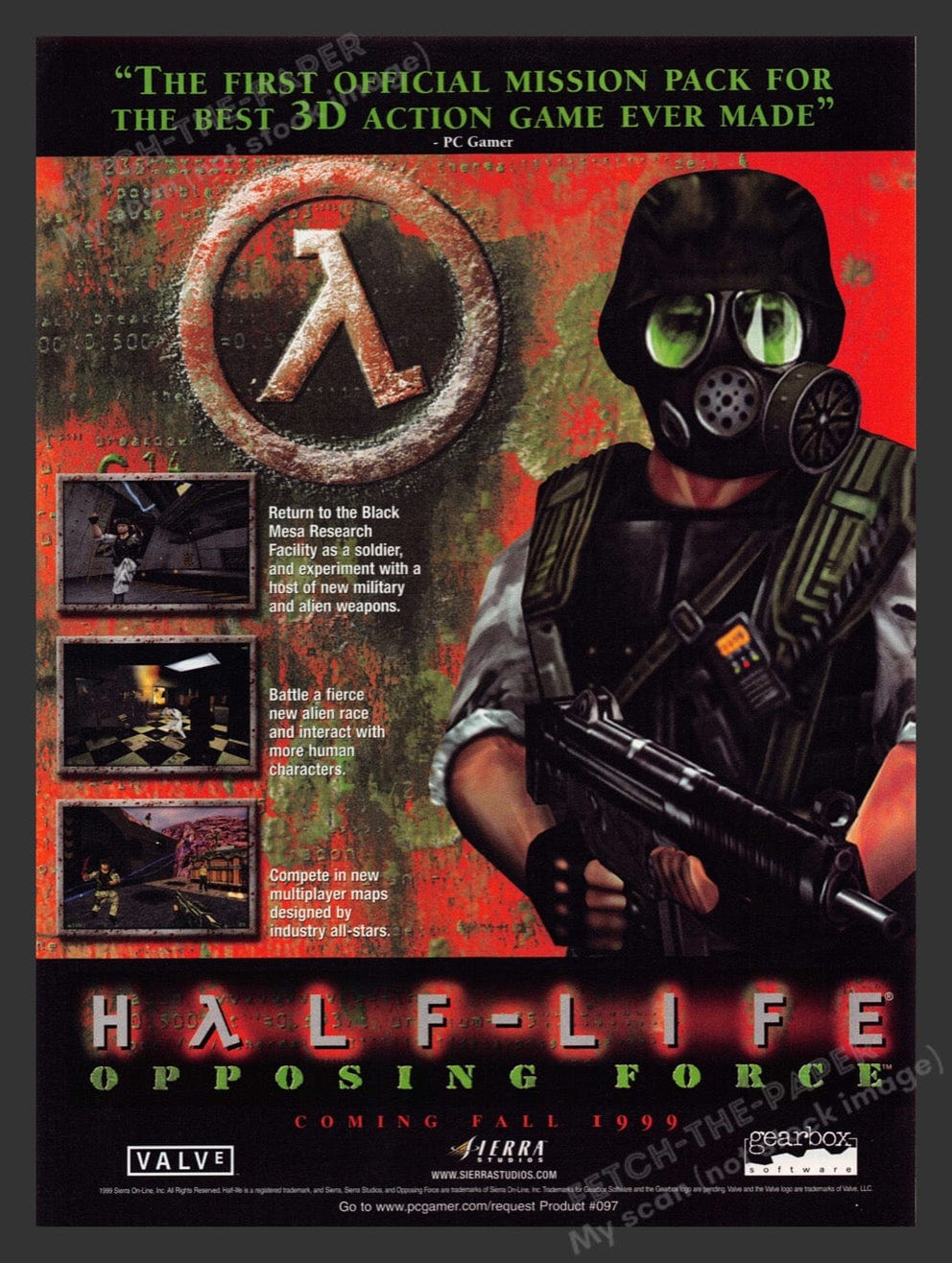 1999 Half-Life: Opposing Force Video Game Print Advertisement — Fetch-the-Paper