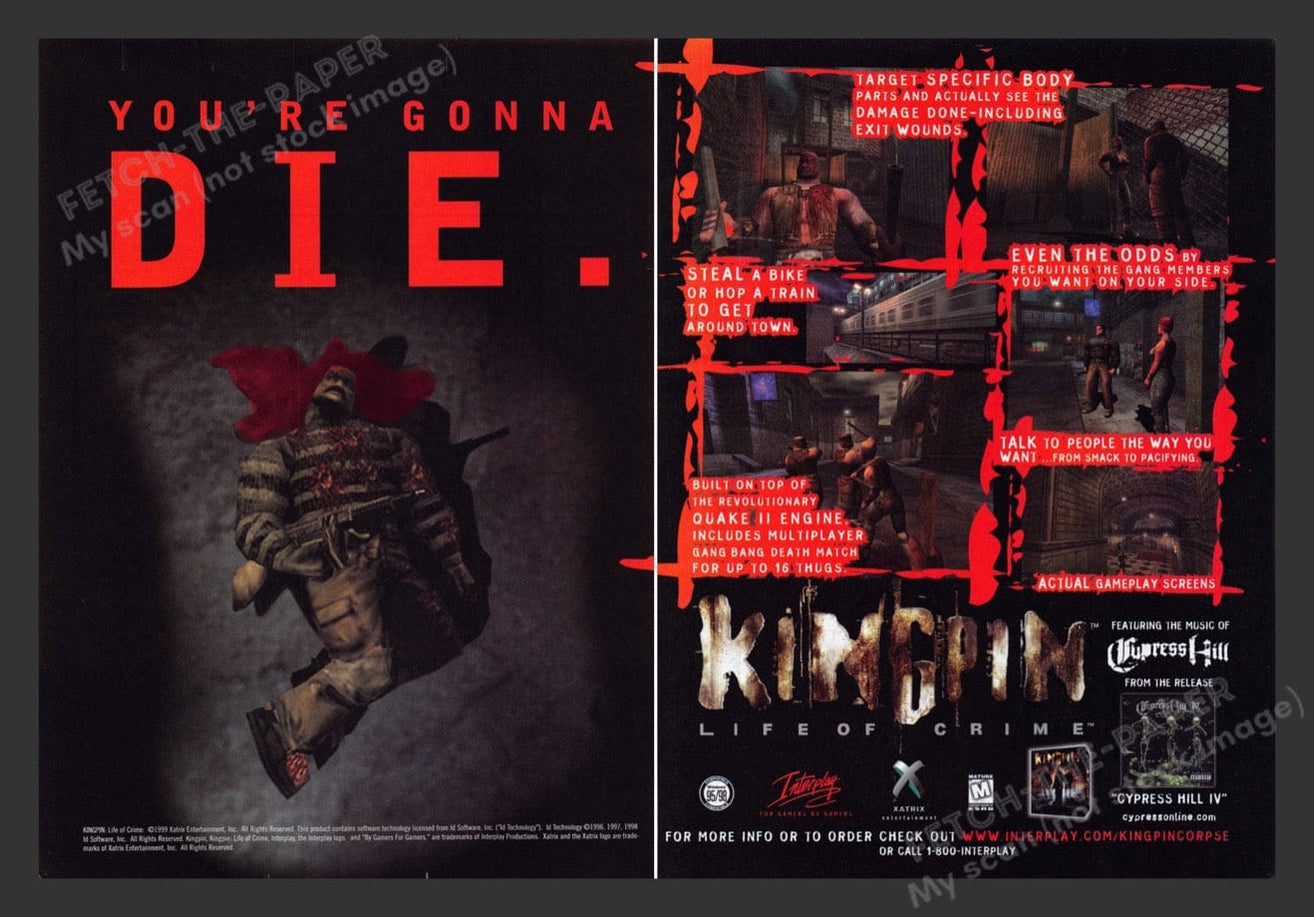 1999 Kingpin: Life of Crime Video Game Print Advertisement (2 Pages) — Fetch-the-Paper