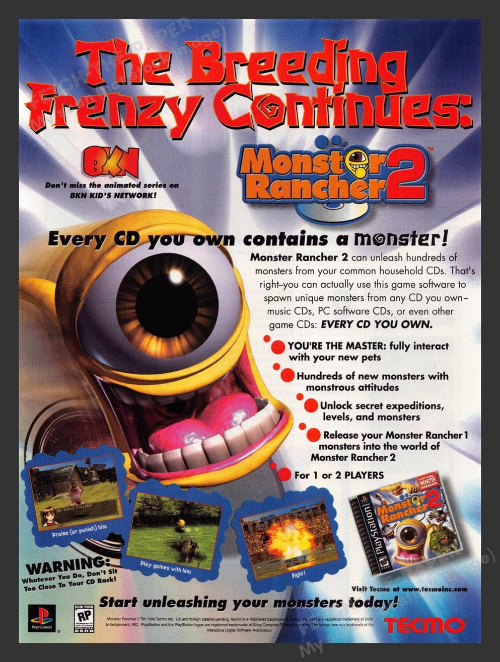 1999 Monster Rancher 2 Video Game Print Advertisement — Fetch-the-Paper