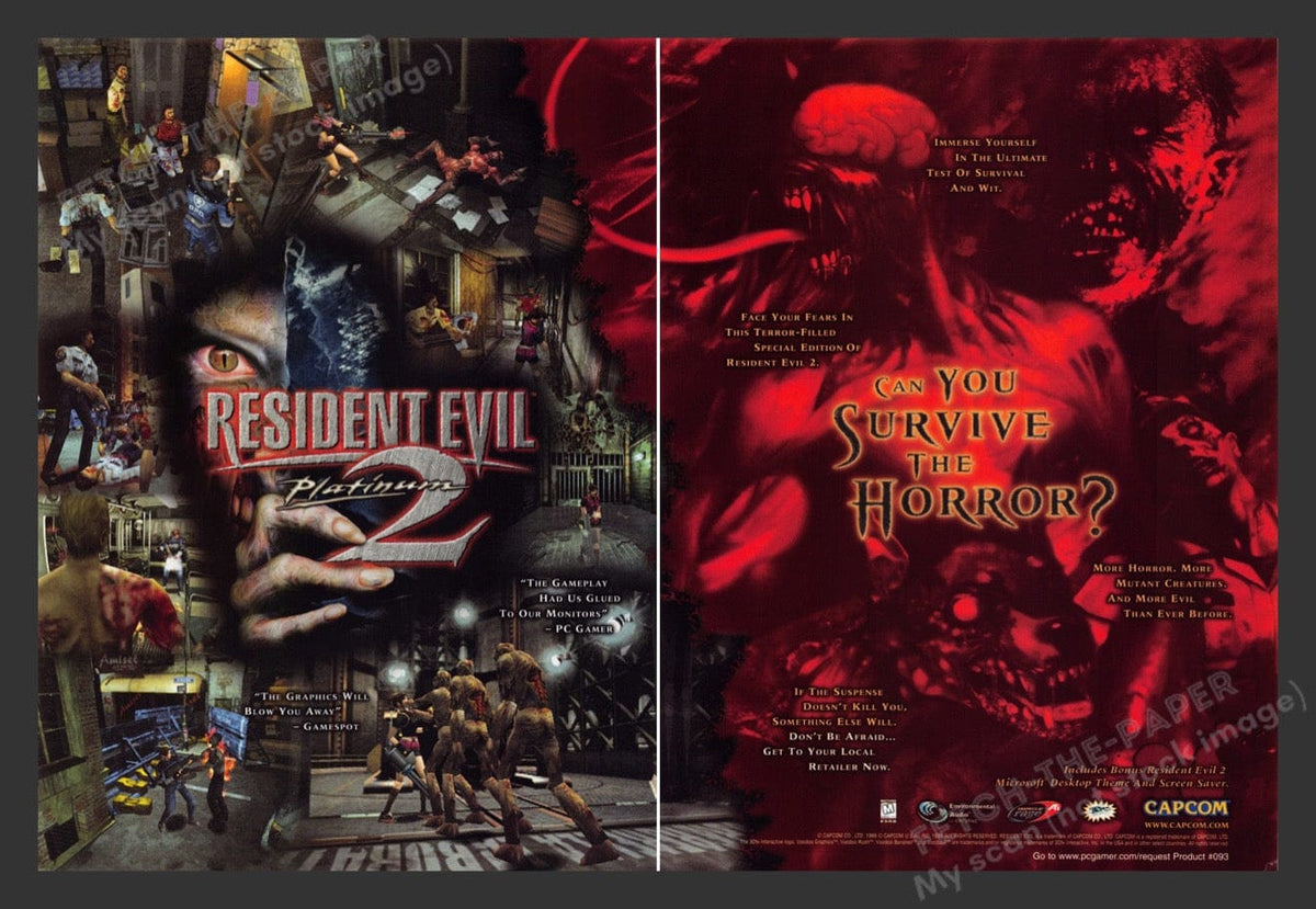 Resident Evil 2: Platinum 1999 Print Ad - 2 Page Spread — Fetch-the-Paper