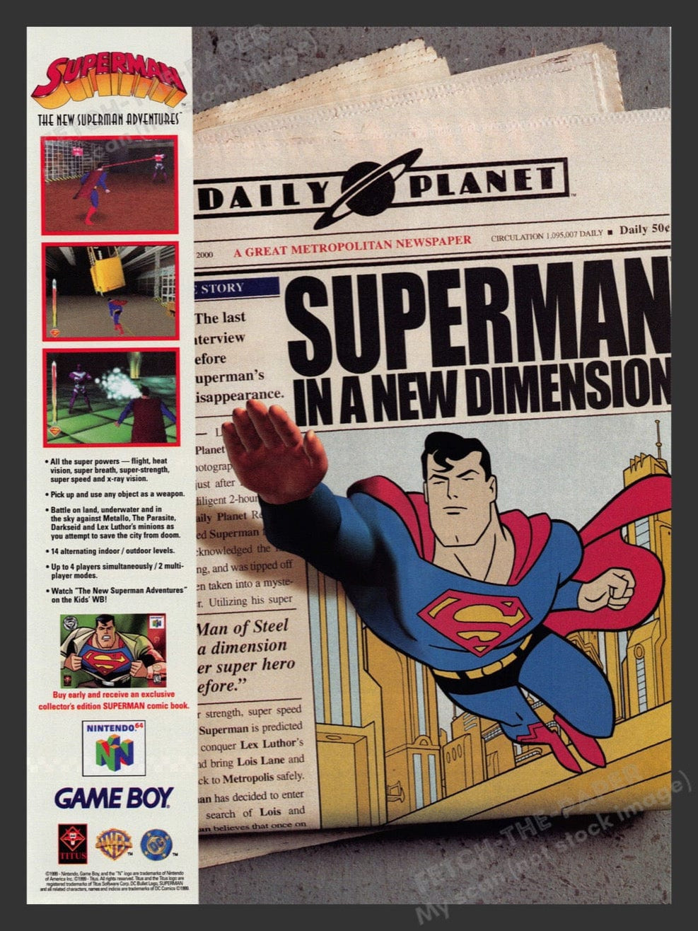 1999 Superman: The New Superman Adventures Video Game Print Advertisem — Fetch-the-Paper