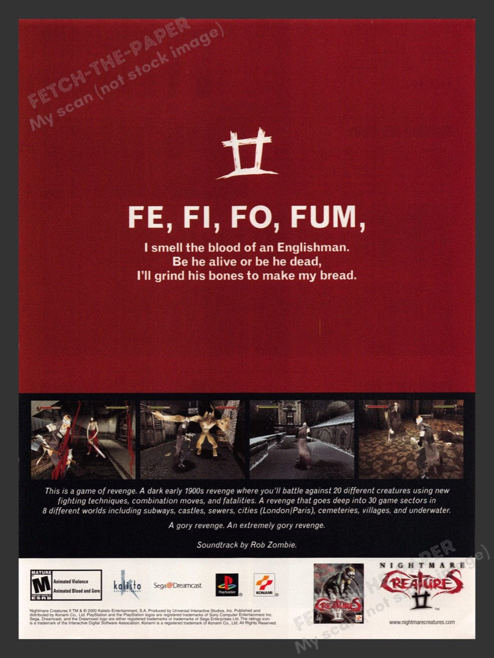 2000 Nightmare Creatures II Video Game Print Advertisement — Fetch-the-Paper