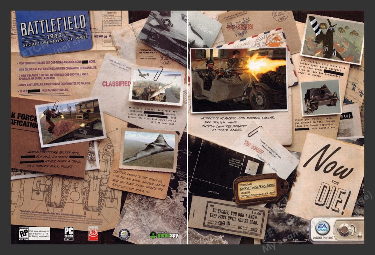 2003 Battlefield 1942: Secret Weapons of WWII Video Game Print Adverti ...