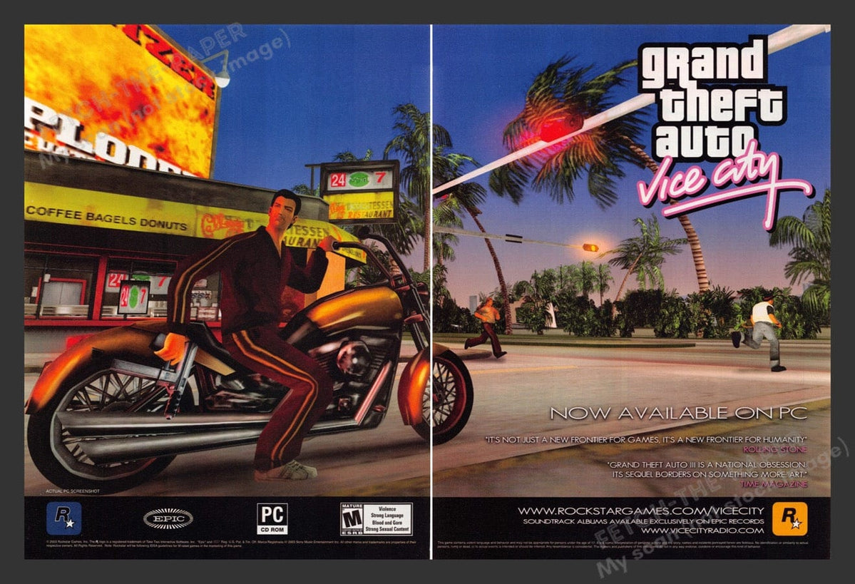 2003 Grand Theft Auto: Vice City Motorcycle Video Game Print Advertise ...