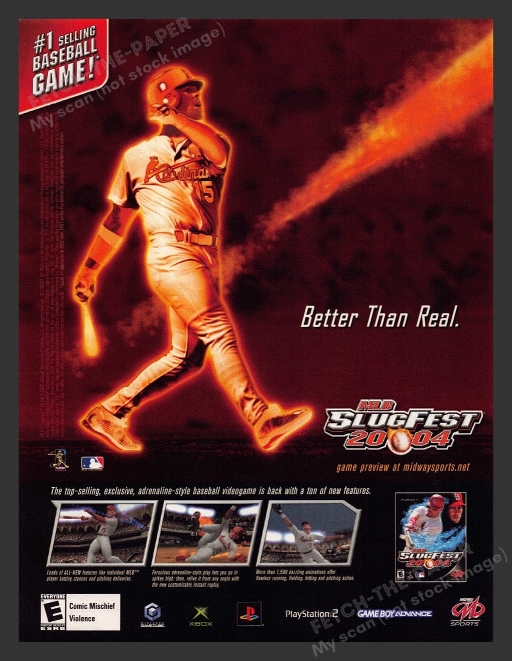 MLB SlugFest 2004 2000s Video Game Print Advertisement 2003 — Fetch-the-Paper