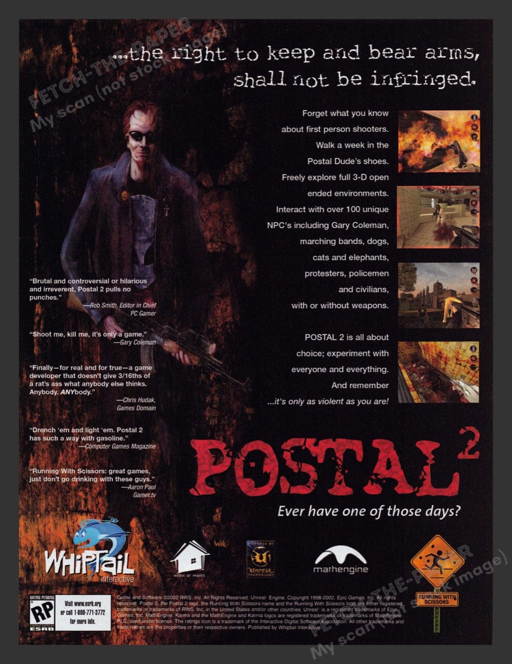 2003 Postal 2 Video Game Print Advertisement — Fetch-the-Paper
