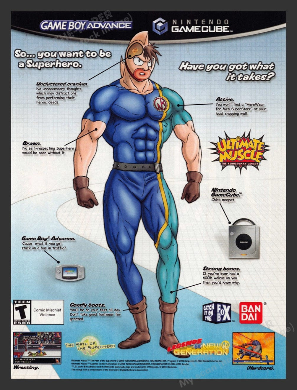 Ultimate Muscle Game Boy Advance 2000s Video Game Print Advertisement — Fetch-the-Paper