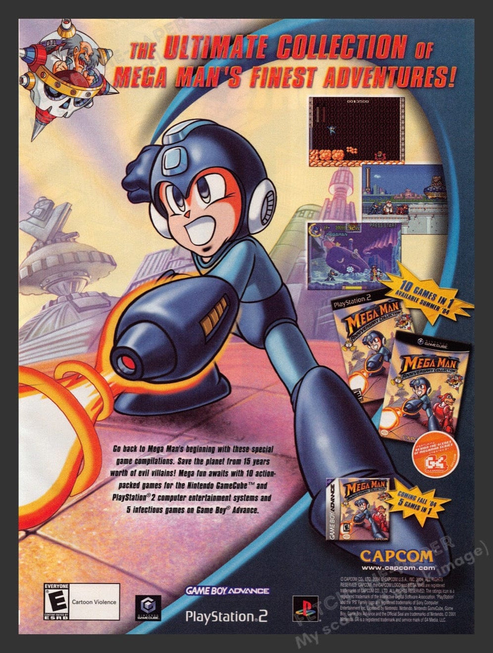 2004 Mega Man Anniversary Collection Video Game Print Advertisement — Fetch-the-Paper