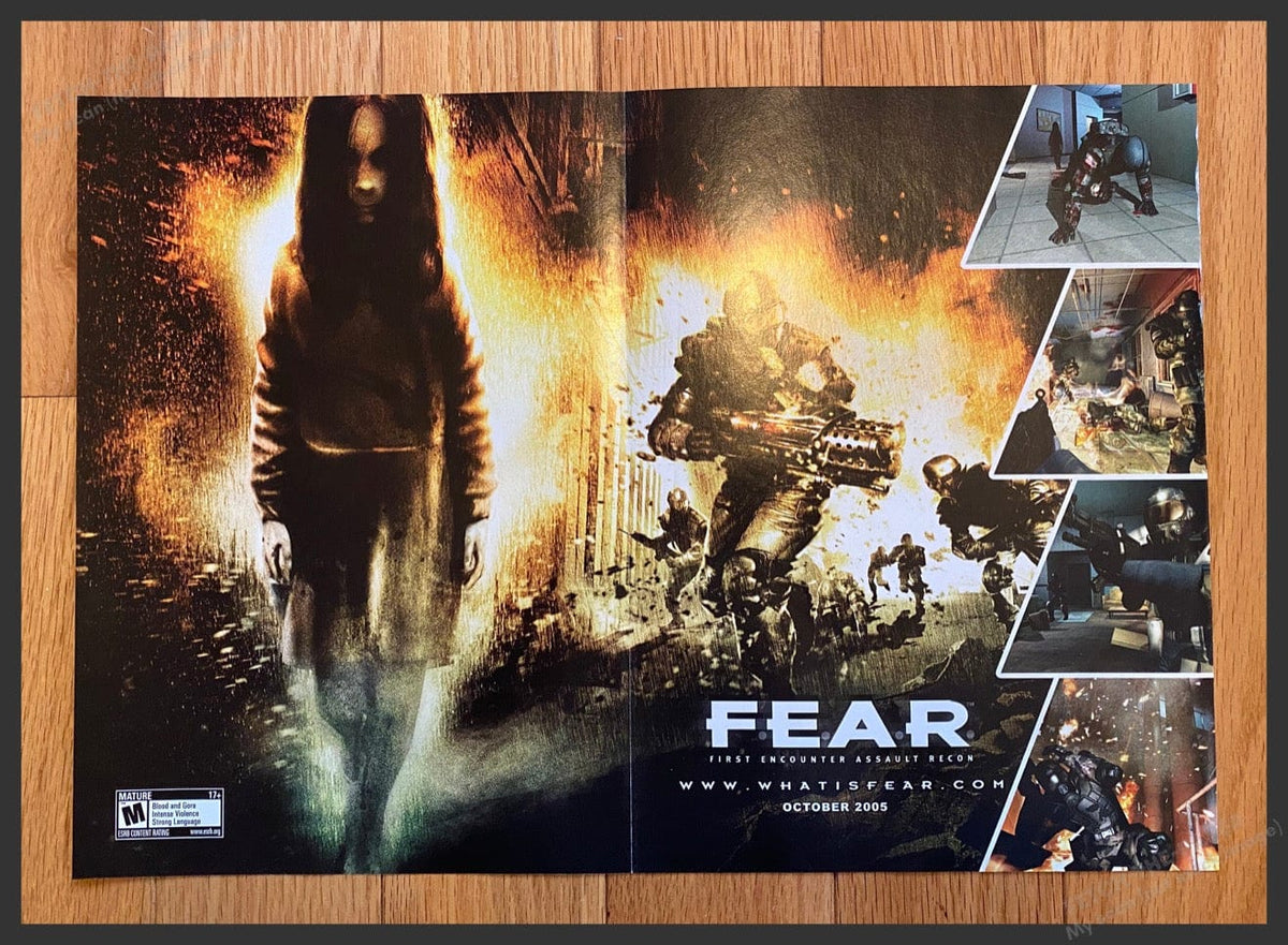 2005 Fear: First Encounter Assault Recon Fold Out Poster Video Game Pr ...