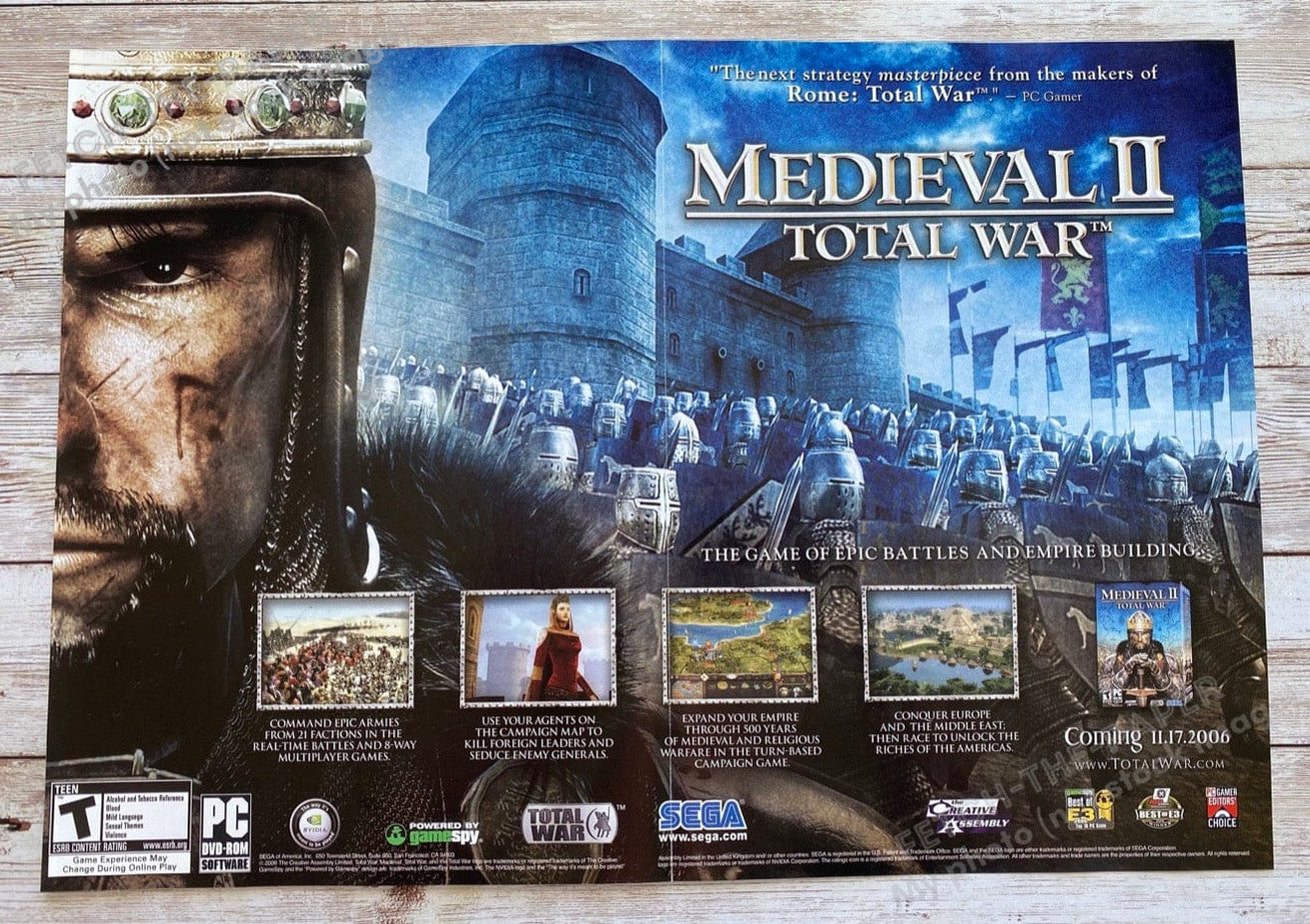 2006 Medieval II: Total War Fold Out 10.5" x 15" Video Game Poster ...