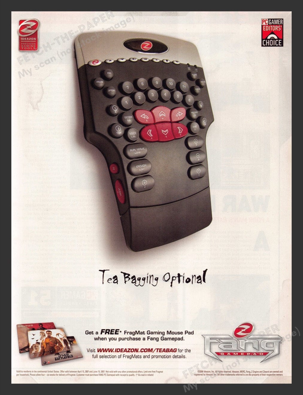 2007 Fang Gamepad "Tea bagging optional" Video Game Print Advertisemen ...