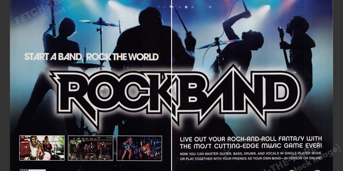 2007 Rock Band "Rock the World!" Video Game Print Advertisement (2 pgs ...