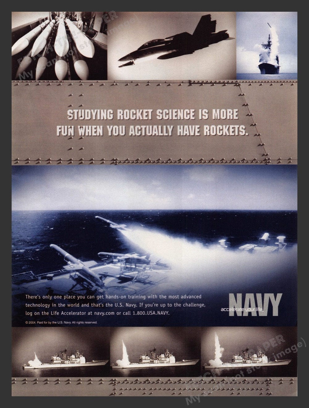 2007 U.S. Navy "Study Rocket Science!" Print Ad 8"x11" — Fetch-the-Paper