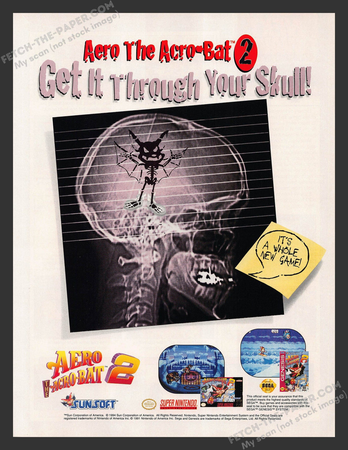 Aero the Acro-Bat 2 Video Game 1990s Print Advertisement 1994 — Fetch ...