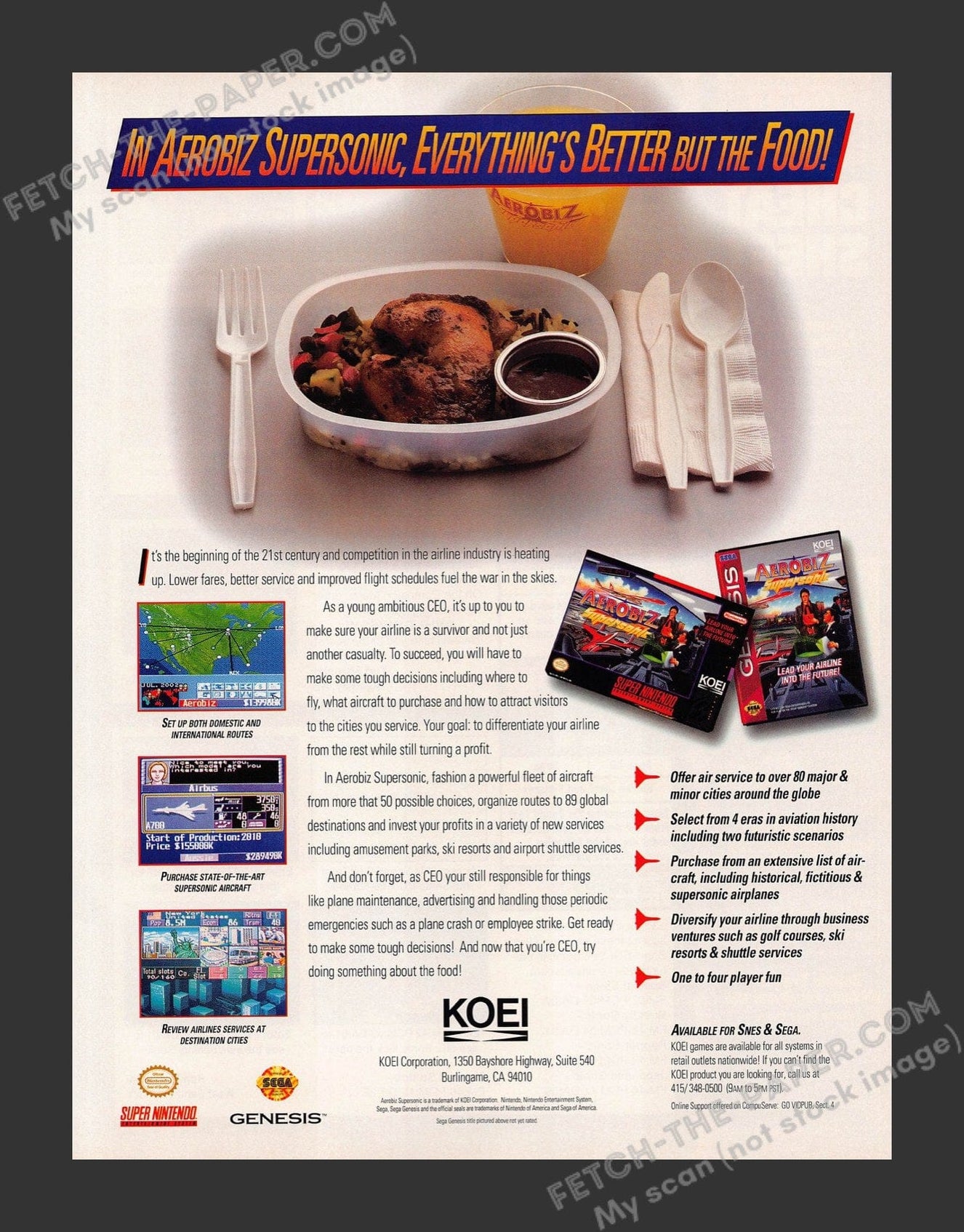 Aerobiz Super Video Game 1990s Print Advertisement 1994 — Fetch-the-Paper