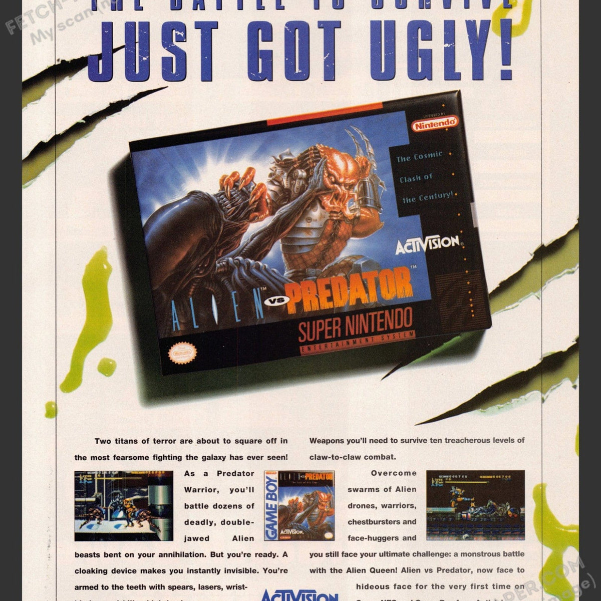 Alien vs. Predator Video Game 1990s Print Advertisement 1993 — Fetch ...