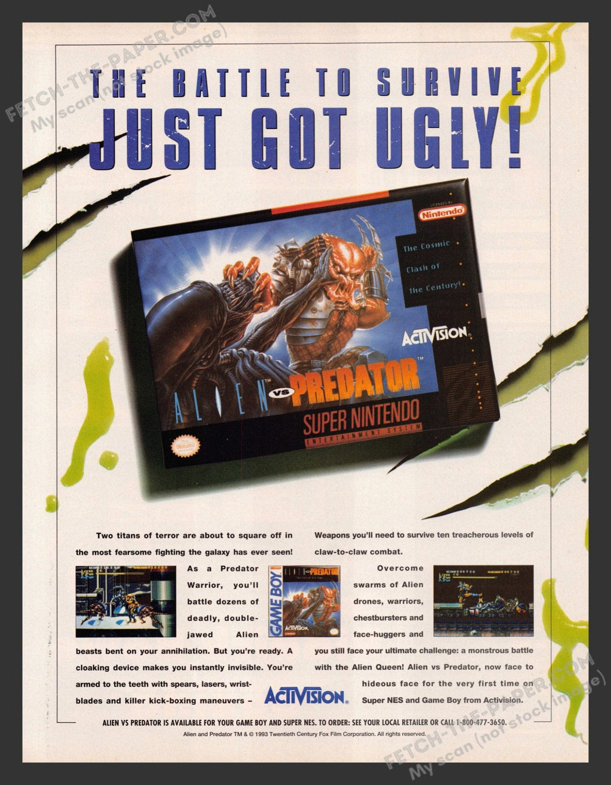 Alien vs. Predator Video Game 1990s Print Advertisement 1993 — Fetch ...