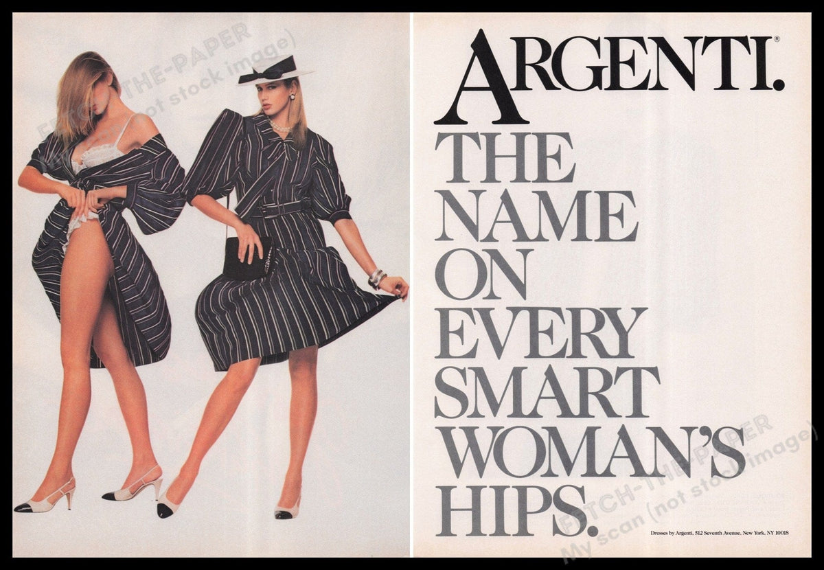 Argenti Lingerie 1980s Print Advertisement (2 pages) 1987 Legs Sexy Mo ...