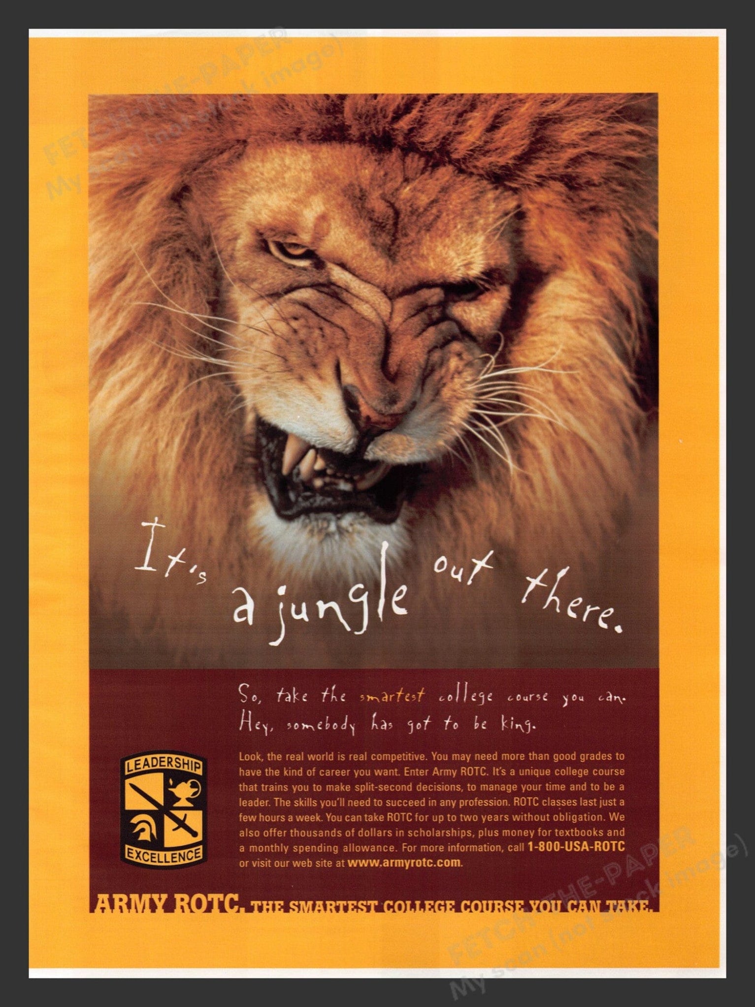 Army ROTC Jungle Lion Animal Military 2000 Print Advertisement Ad ...
