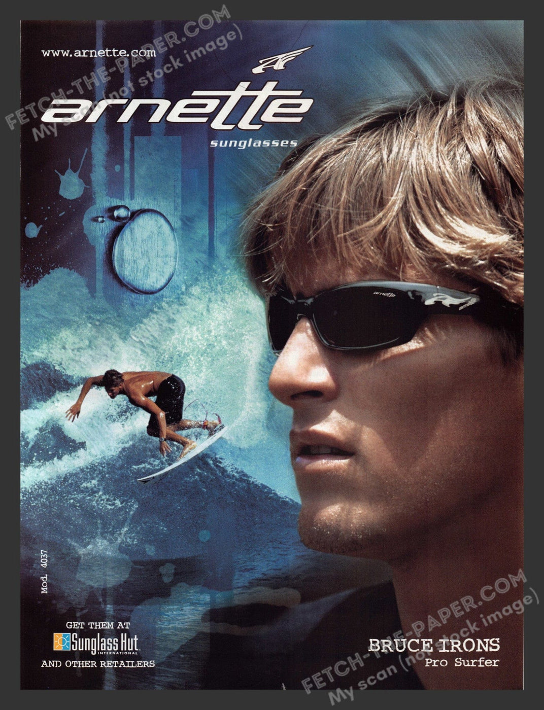 Arnette Sunglasses Bruce Irons Pro Surfer 2000s Print Ad — Fetch-the-Paper