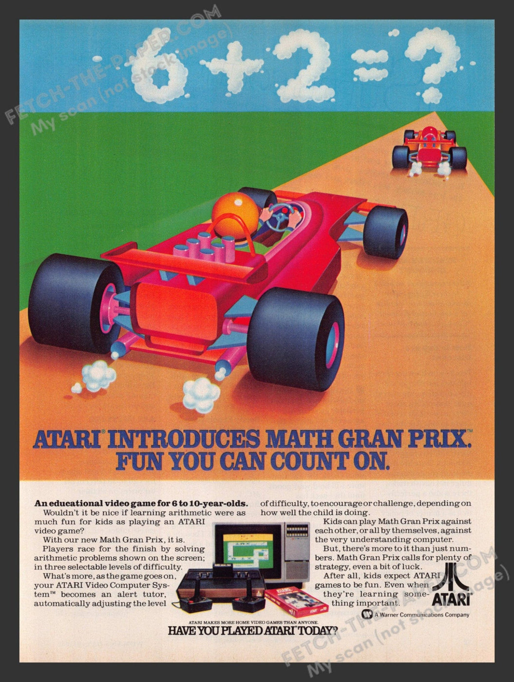 Atari Math Gran Prix Video Game 1980s Print Ad — Fetch-the-Paper